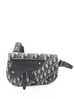 Dior 2010s Saddle Oblique Monogram Crossbody Bag - Blue