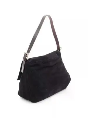 Fendi 2010s Mamma Baguette Suede Shoulder Bag - Black