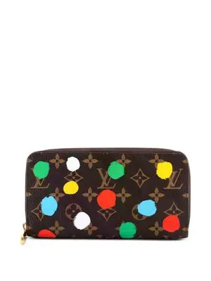 LOUIS VUITTON Zippy Wallet Yayoi Kusama Painted Dots Monogram Canvas Small Wallets - Brown