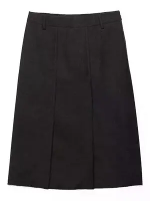 Prada Grisaille Pleated Midi Skirt - Black