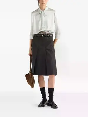 Prada Grisaille Pleated Midi Skirt