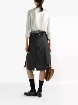 Prada Grisaille Pleated Midi Skirt