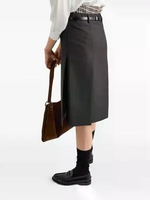 Prada Grisaille Pleated Midi Skirt