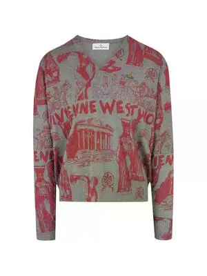 VIVIENNE WESTWOOD Orb Embroidery V-neck Sweater