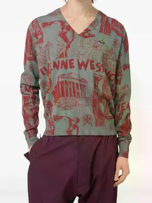 VIVIENNE WESTWOOD Orb Embroidery V-neck Sweater