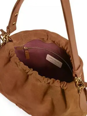 COCCINELLE Lidia Ruffled Suede Shoulder Bag - Brown