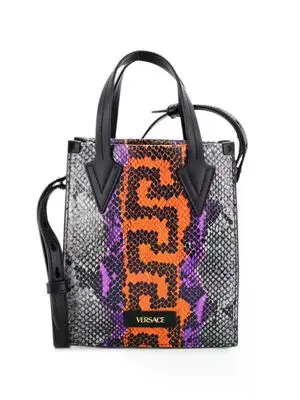 Versace Convertible Python Embossed Leather Mini Tote Bag - Multicolour