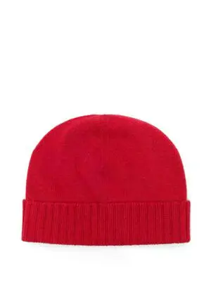 Malo Ribbed-trim Knitted Beanie Hat - Red