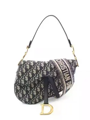 Dior 2010s Oblique Saddle Shoulder Bag - Blue