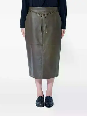 Max Mara Belted Leather Skirt