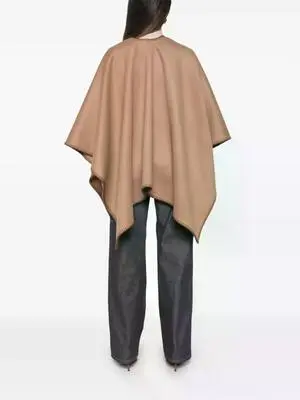 Max Mara Blanket-stitch Logo-embroidered Cape - Brown