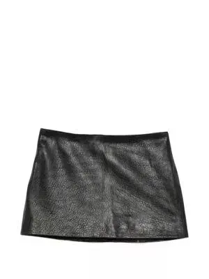MANOKHI Crinkled-finish Leather Mini Skirt - Black