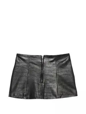 MANOKHI Crinkled-finish Leather Mini Skirt