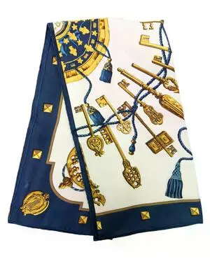 Hermès 20th Century Les Cles Silk Scarf 90 Scarves Blue