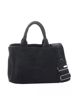 Prada 2000-2010 Small Canvas Canapa Logo Satchel - Black