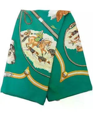 Hermès 1979 Le Laisser Courre Silk Scarf 90 Scarves - Green