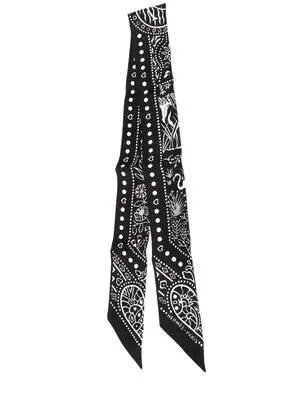Hermès 1997-2007 Peuple Du Vent Bandana Twilly Silk Scarf Scarves - Black