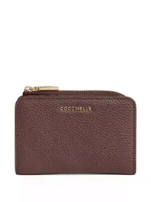 COCCINELLE Small Metallic Grained Leather Wallet - Red