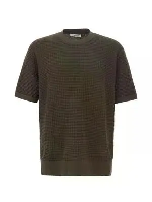 KANGRA Honeycomb-stitch Short-sleeved Top - Brown
