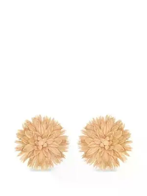 Oscar De La Renta Flower Raffia Earrings - Neutrals