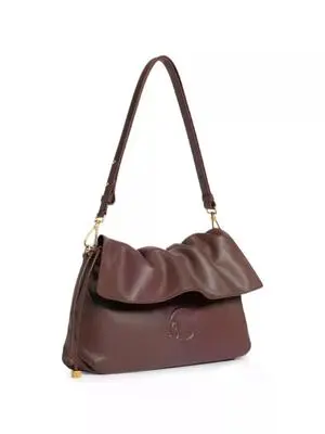 COCCINELLE Lidia Logo-embossed Ruched-flap Shoulder Bag - Brown
