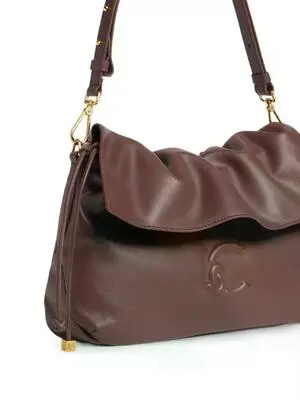 COCCINELLE Lidia Logo-embossed Ruched-flap Shoulder Bag - Brown