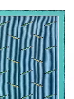 Mulberry Striped Fish-print Silk Scarf