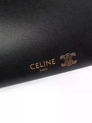 Celine 2020s Trio Flap Leather Shoulder Bag - Black