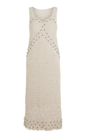 PACO RABANNE Rabanne Embellished Crocheted Cotton Midi Dress