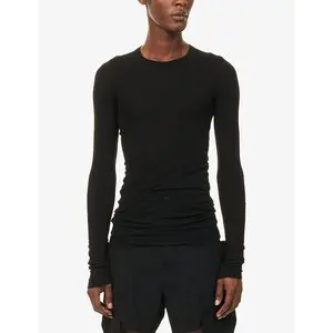 Rick Owens Long-sleeve Ribbed Silk-blend T-shirt
