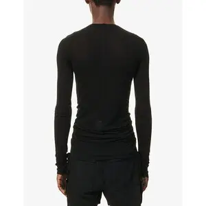 Rick Owens Long-sleeve Ribbed Silk-blend T-shirt