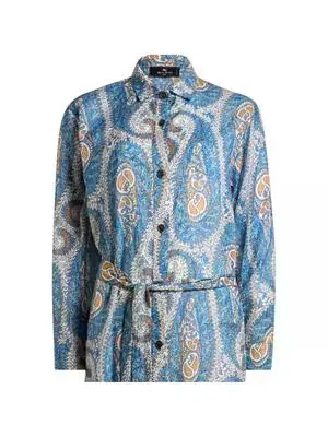 Etro Paisley Print Belted Midi Dress