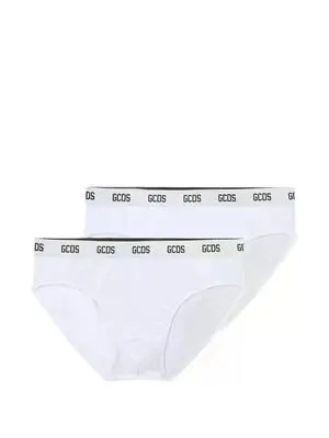 Gcds Essentials Logo-waistband Briefs - White