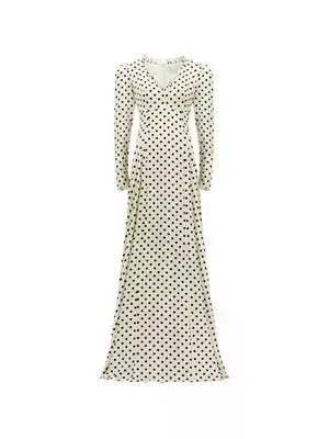 ADAMARIS Ivory And Black Polka-dot Maxi Dress - Neutrals