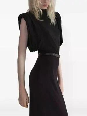 MUGLER Draped Sleeveless Gown - Black