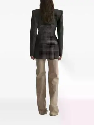 MUGLER Ink And Taupe Check Stockman Jacket