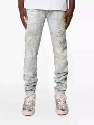 PURPLE BRAND Distressed Snake-print Jeans