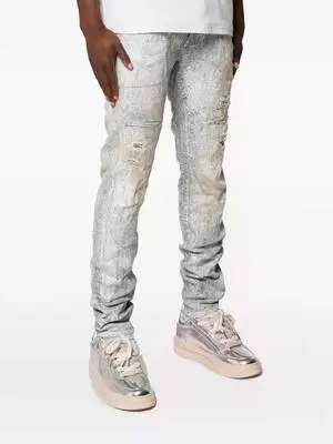 PURPLE BRAND Distressed Snake-print Jeans