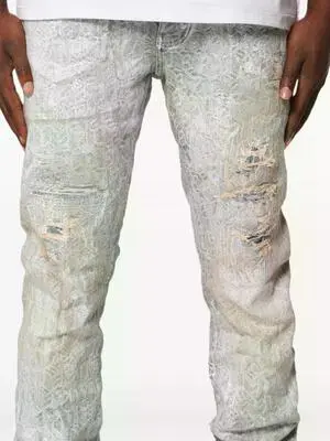 PURPLE BRAND Distressed Snake-print Jeans