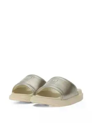 Y3 Metallic-strap Logo-print Slides
