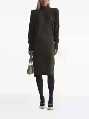 MUGLER Midi Bat Sleeves Dress - Brown