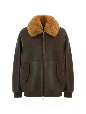 Brunello Cucinelli Shearling-collar Leather Jacket - Brown