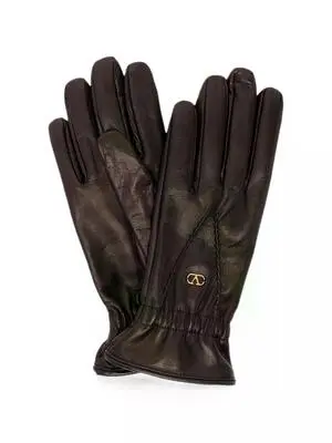 Valentino Garavani Vlogo Signature Leather Gloves - Brown