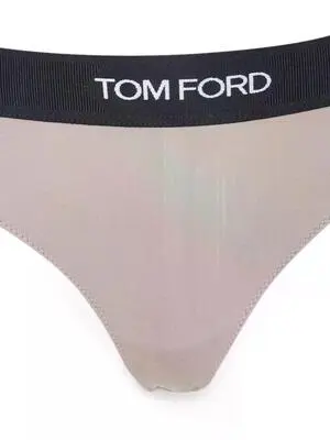 TOM FORD Logo-waistband Thong - Neutrals