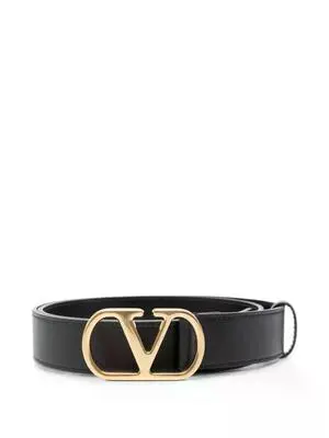 Valentino Garavani Logo-buckle Leather Belt - Black