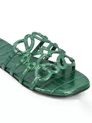 Loewe Anagram Crocodile-effect Leather Sandals
