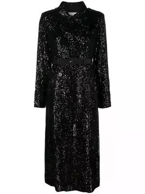 SELF-PORTRAIT Sequined Embellishment Coat - Black