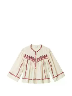 Isabel Marant Étoile Juline Embroidered Flared Blouse - Neutrals