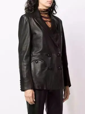 BLAZÉ MILANO Double-breasted Leather Blazer