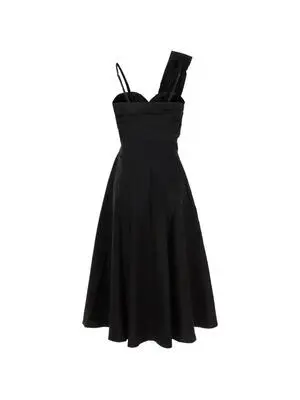 Viktor & Rolf Asymmetric-neckline Sleeveless Midi Dress - Black